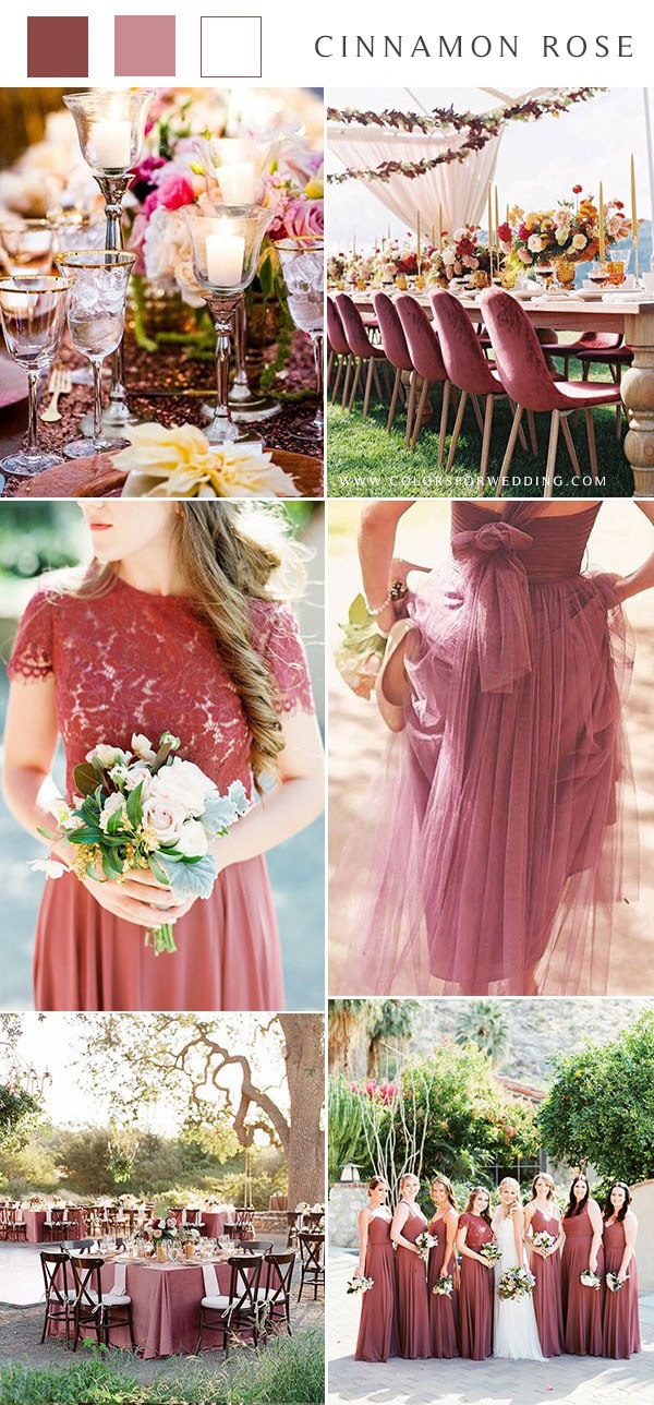 Top 15 Cinnamon Rose Bridesmaid Dresses and Wedding Color Ideas