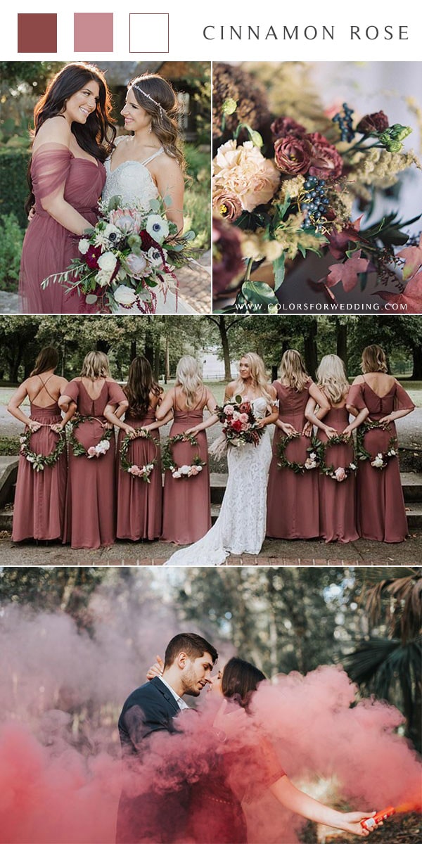 Top 15 Cinnamon Rose Bridesmaid Dresses and Wedding Color Ideas