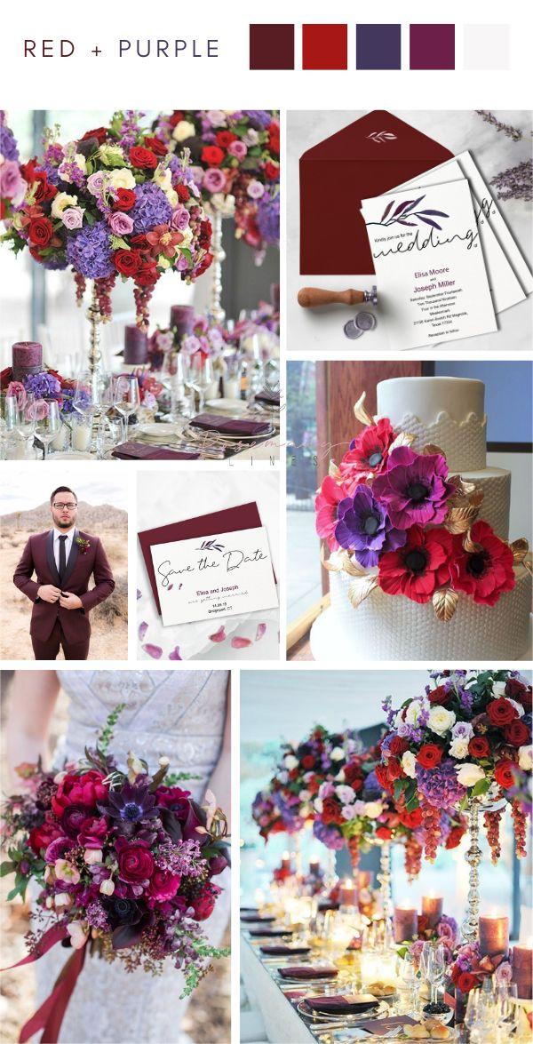 ️💜20 Red and Purple Wedding Color Ideas 2023